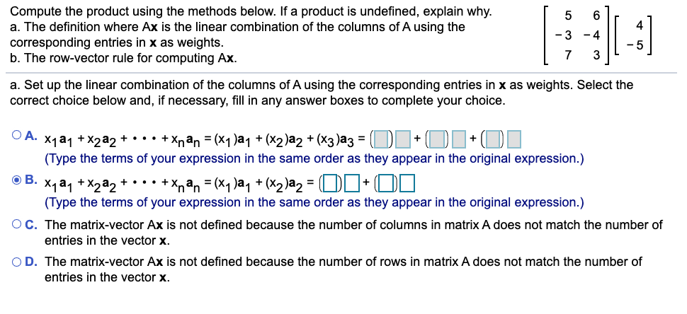 Solved Compute the product using the methods below. If a | Chegg.com