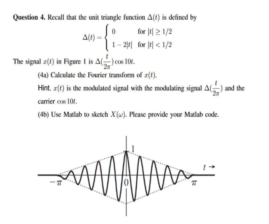 Solved Question 4. Recall that the unit triangle function | Chegg.com