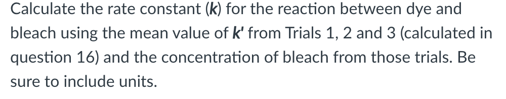Solved Calculate the rate constant (k) for the reaction | Chegg.com
