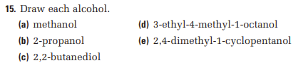 Solved 5. Draw each alcohol. (a) methanol (d) | Chegg.com