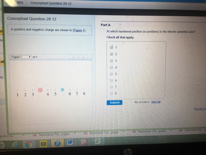Solved A positive and negative charge are shown in. At | Chegg.com