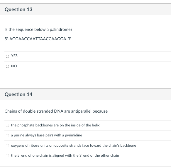 Solved Question 13 Is The Sequence Below A Palindrome