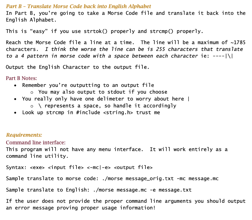 Solved Part B - Translate Morse Code back into English | Chegg.com