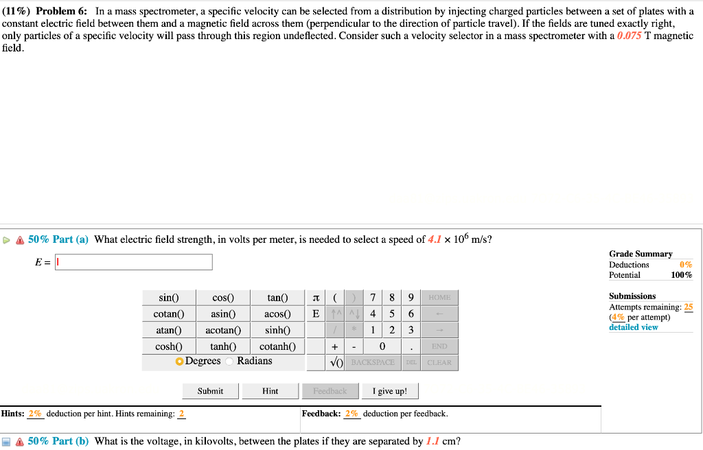 Solved (11\%) Problem 6: In a mass spectrometer, a specific | Chegg.com