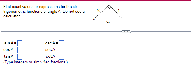 Solved Find exact values or expressions for the six | Chegg.com