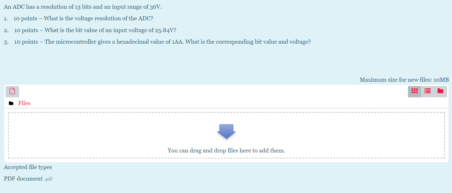 Solved An ADC has a resolution of 13 bits and an input range | Chegg.com