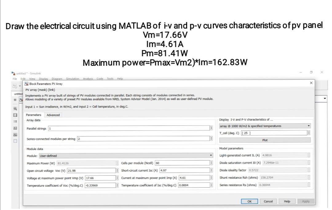 Solved Draw the electrical circuit using MATLAB of i-v and | Chegg.com