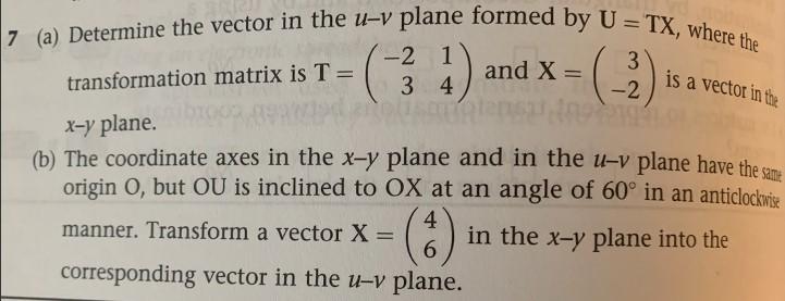 Solved 7 (a) Determine the vector in the u−v plane formed by | Chegg.com