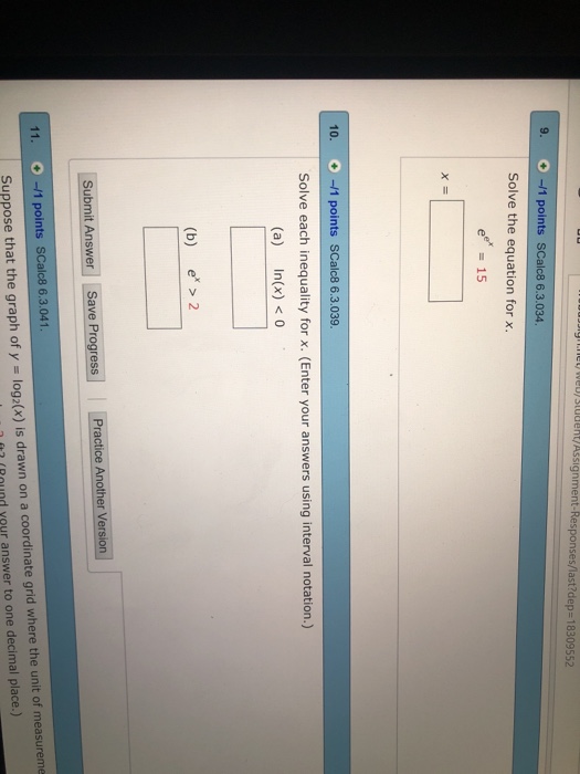 Solved 7· iO-11 points scalc8 6.3.030 Solve each equation | Chegg.com Solved 7· iO-11 points scalc8 6.3.030 Solve each equation | Chegg.com