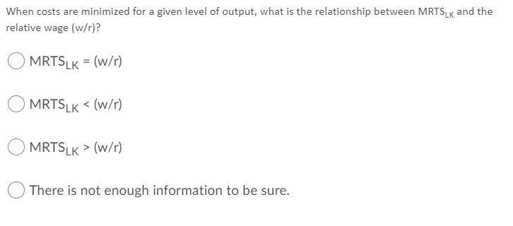 Solved At The Cost Minimizing Input Bundle What Is The