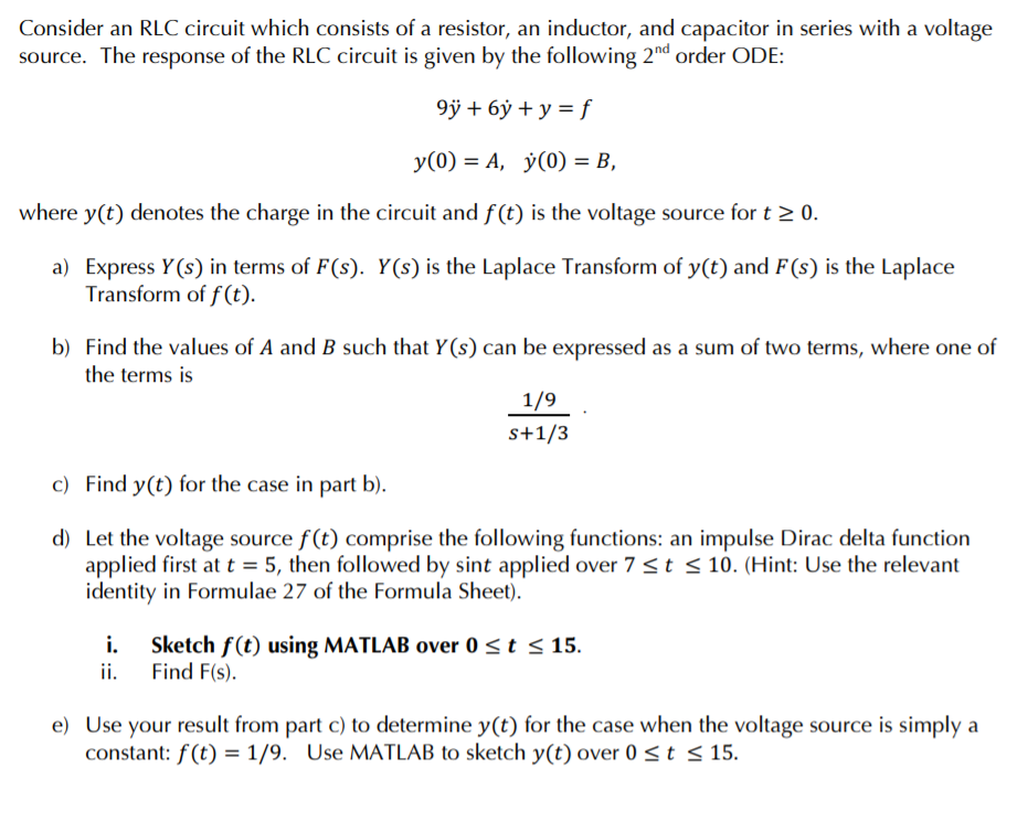 Solved Consider an RLC circuit which consists of a resistor, | Chegg.com