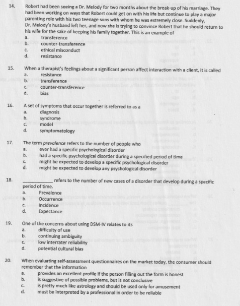 Solved 14. Robert had been seeing a Dr. Melody for two | Chegg.com