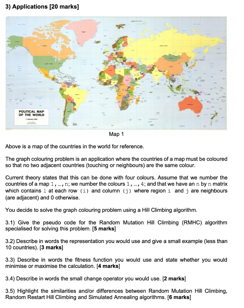 Solved 3) Applications (20 marks] POLITICAL MAP OF THE WORLD | Chegg.com