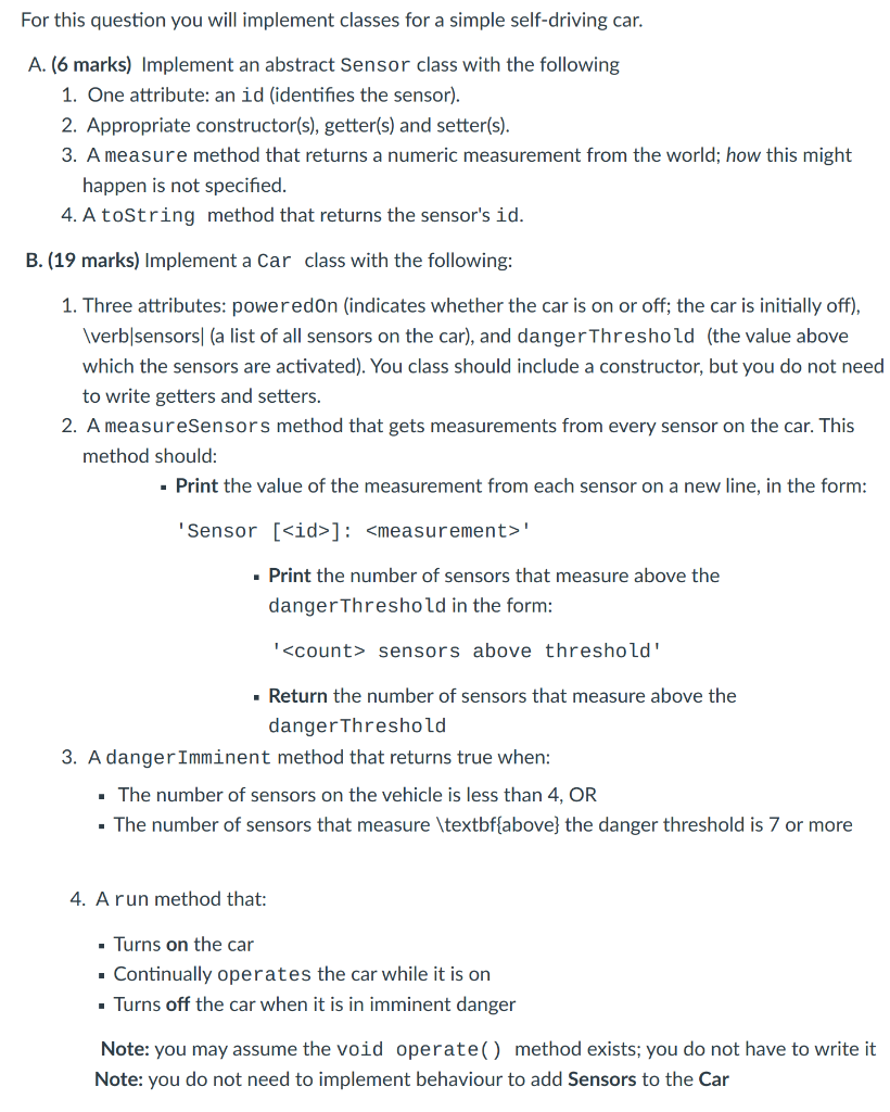 Solved For this question you will implement classes for a | Chegg.com Solved For this question you will implement classes for a | Chegg.com