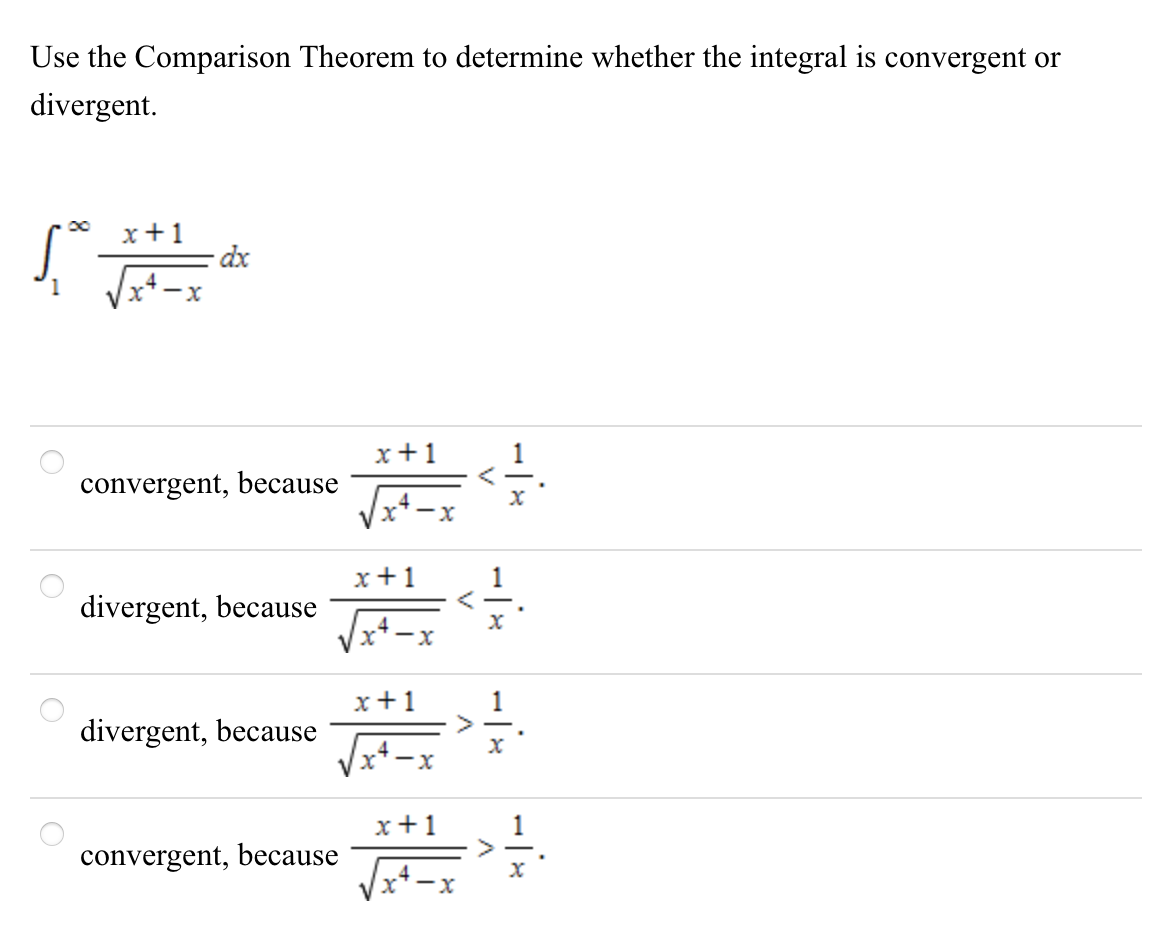 Solved Use the Comparison Theorem to determine whether the | Chegg.com