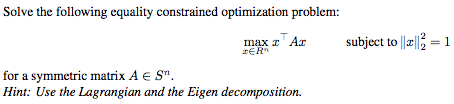 Solved Solve the following equality constrained optimization | Chegg.com