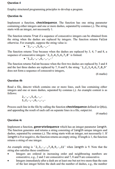 Solved Implement A Function Checksequence The Function Has Chegg
