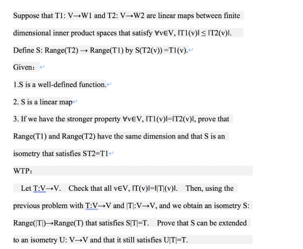 Solved Suppose that T1: V-W1 and T2: V-W2 are linear maps | Chegg.com