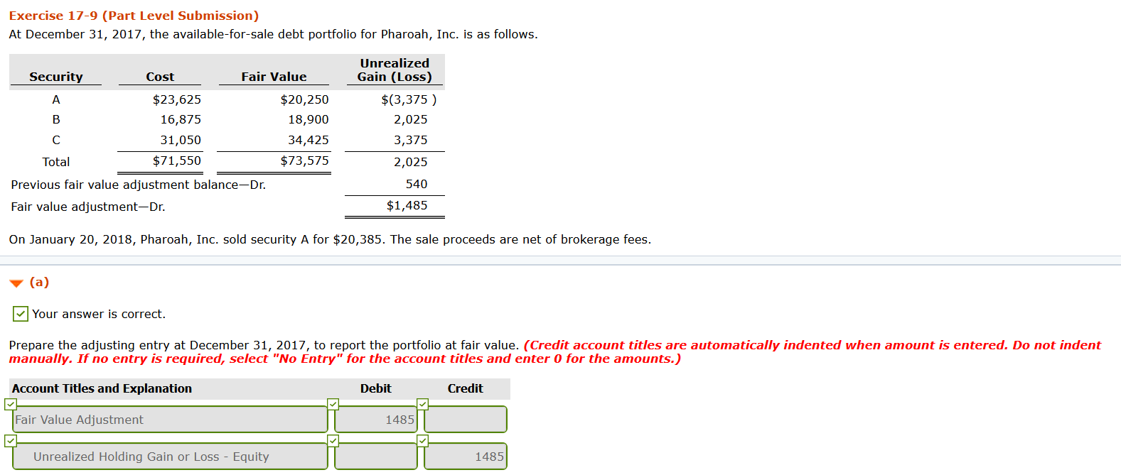 Exercise 17-9 (Part Level Submission) At December 31, | Chegg.com