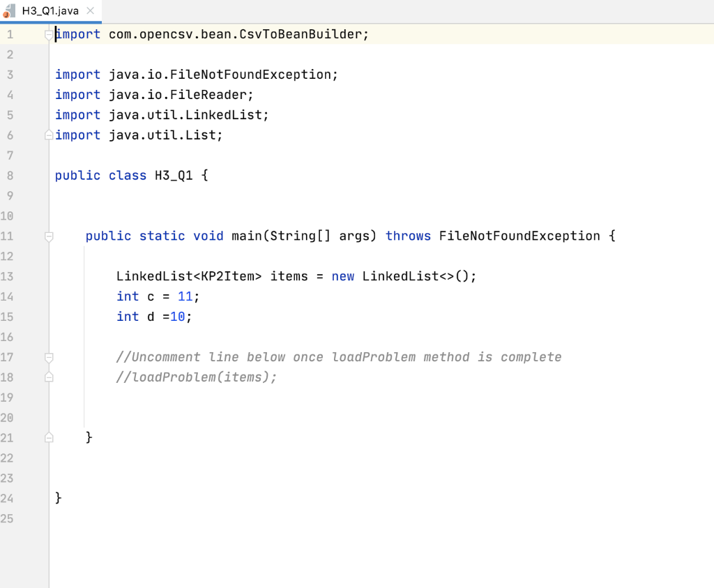 H301java Timport Comopencsvbeancsvtobeanbuilder