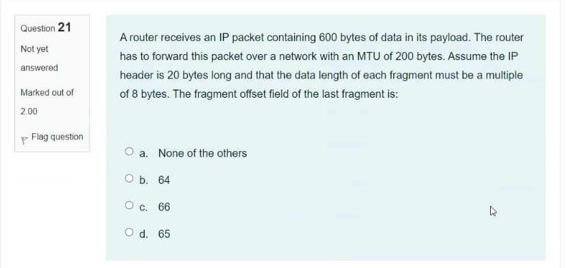 Solved Question 21 Not yet answered A router receives an IP | Chegg.com