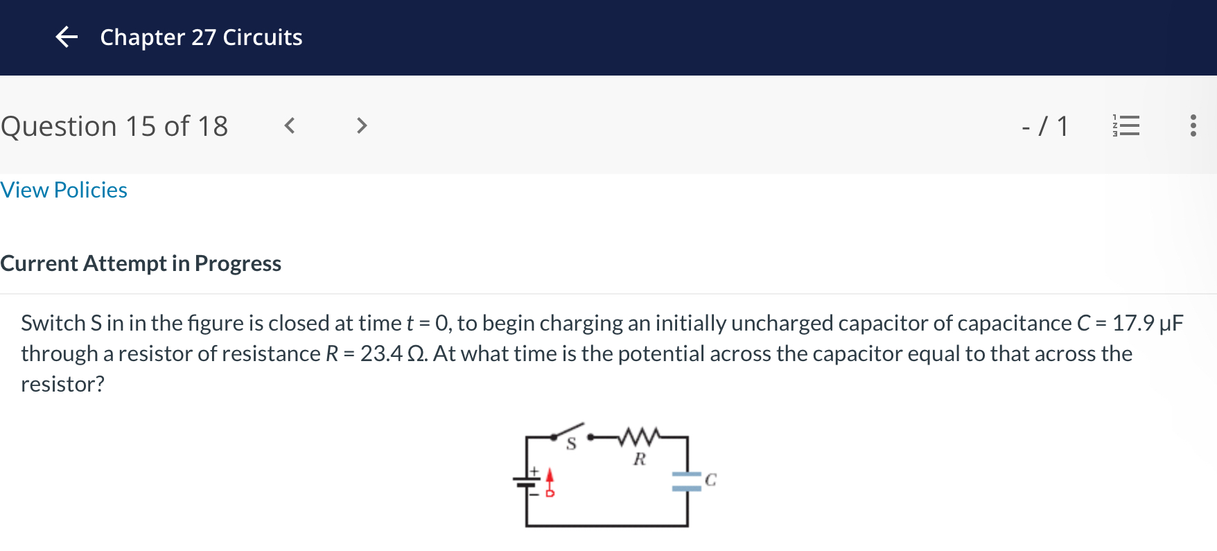 Solved Switch S in in the figure is closed at time t=0, to | Chegg.com
