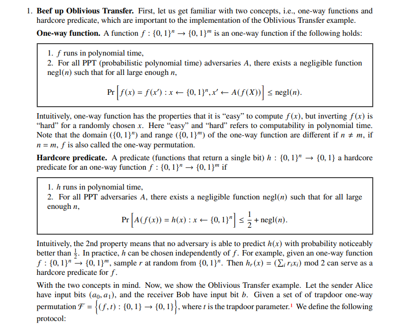 Beef up Oblivious Transfer. First, let us get | Chegg.com