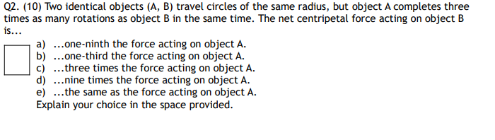 Solved 02. (10) Two identical objects (A, B) travel circles | Chegg.com