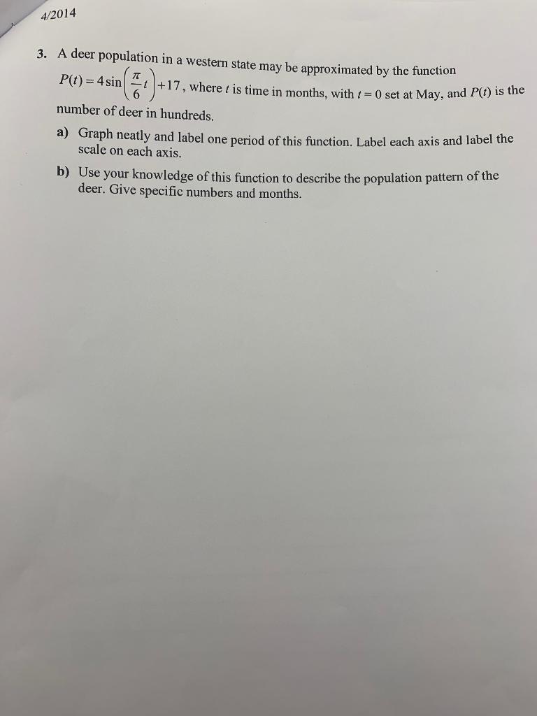Solved 3. A deer population in a western state may be | Chegg.com