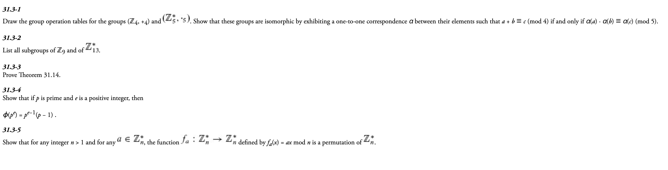Solved 31.3-1 Draw the group operation tables for the groups | Chegg.com
