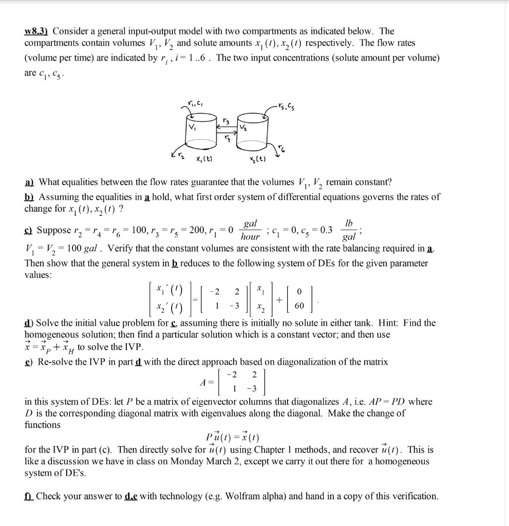 w8.3) Consider a general input-output model with two | Chegg.com