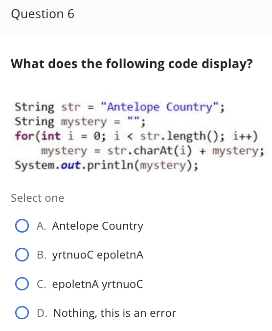 Solved Question 6 What Does The Following Code Display 