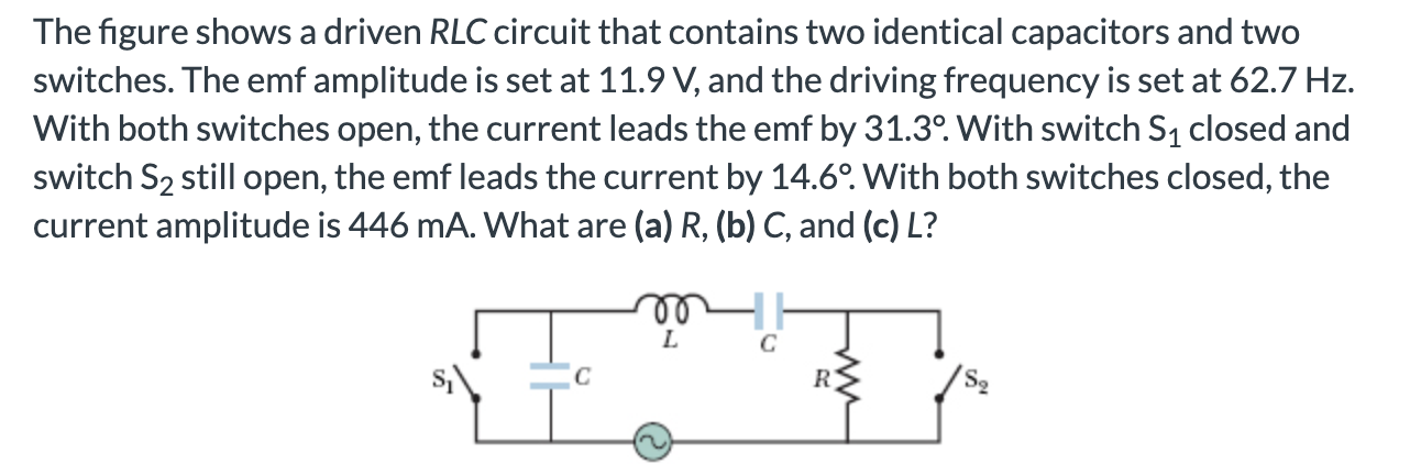 Solved The figure shows a driven RLC circuit that contains | Chegg.com