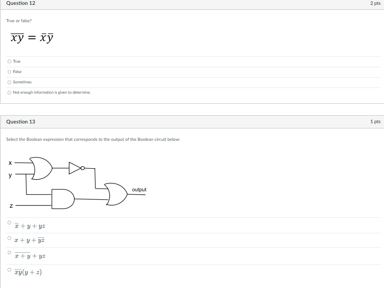 Solved True or false? xy=xˉyˉ True False Sometimes Not | Chegg.com