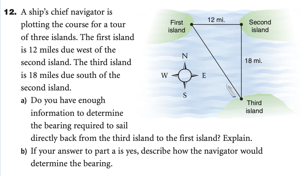 Solved 12. A ship's chief navigator is plotting the course | Chegg.com