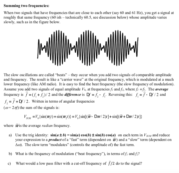 Solved Summing two frequencies: When two signals that have | Chegg.com