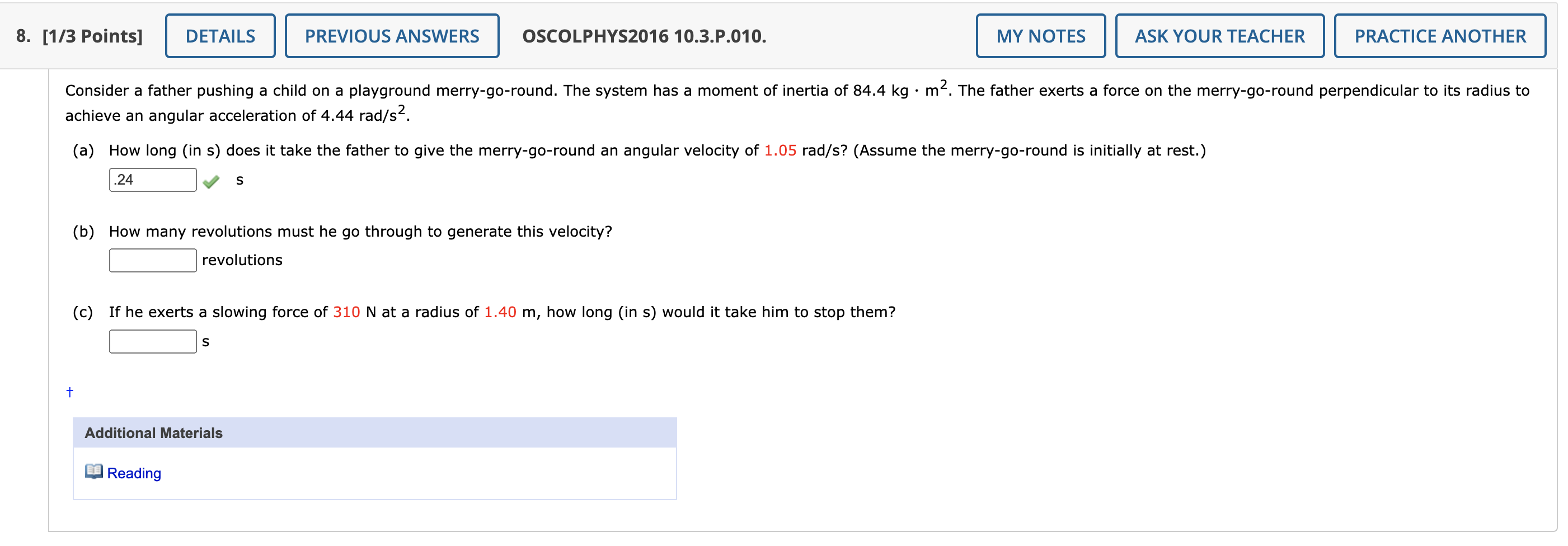 Solved achieve an angular acceleration of 4.44rad/s2. (a) | Chegg.com