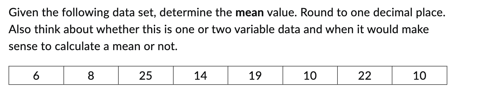 Solved Given the following data set, determine the mean | Chegg.com