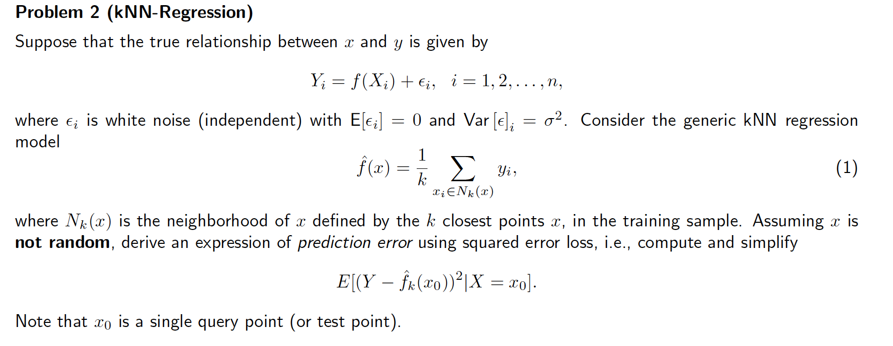 derive an expression of predictive error using | Chegg.com