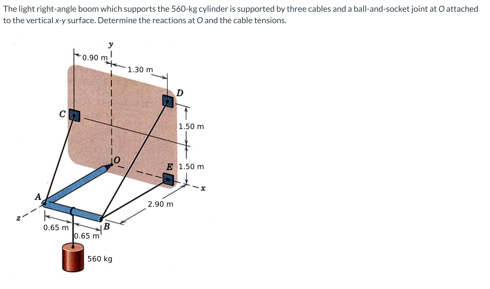 Solved The light right-angle boom which supports the 560 -kg | Chegg.com