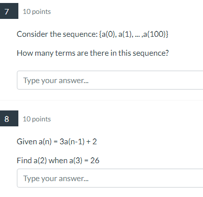 Solved Consider the sequence: {a(0),a(1),…,a(100)} How many | Chegg.com