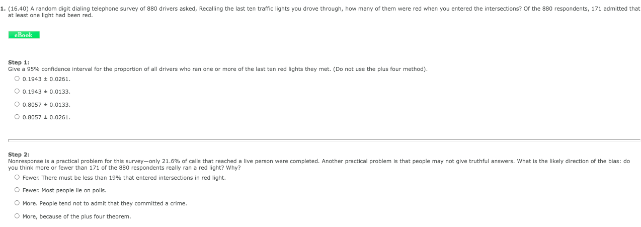 Solved 1. (16.40) A random digit dialing telephone survey of | Chegg.com
