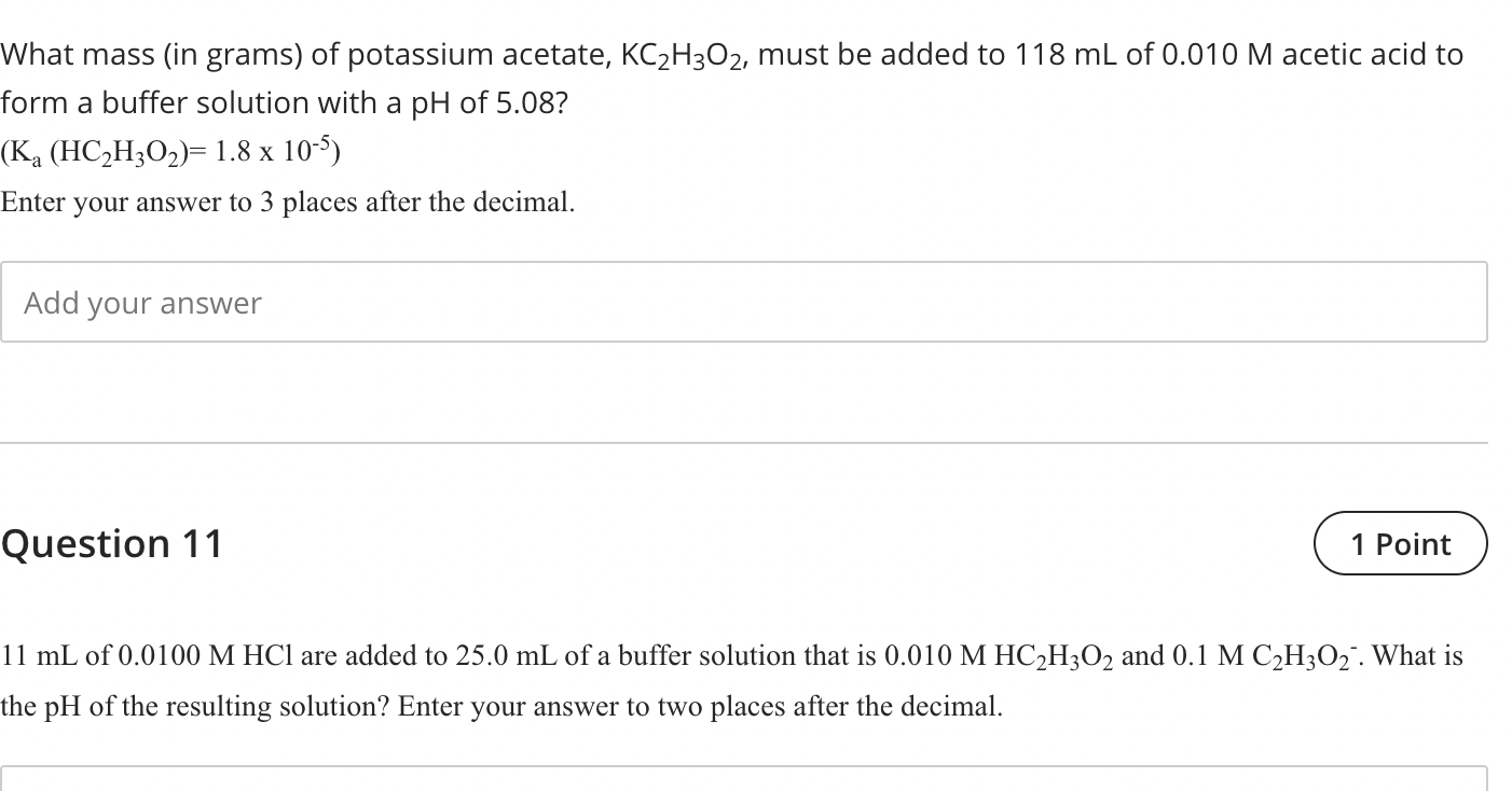 What mass (in grams) of potassium acetate, KC2H3O2, | Chegg.com