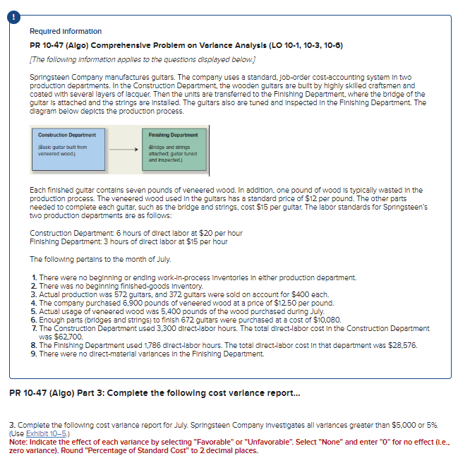 Solved Required information PR 10-47 (Algo) Comprehenslve | Chegg.com