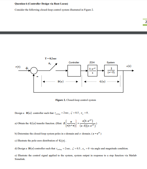 Solved Question 6 (Controller Design via Root Locus) | Chegg.com