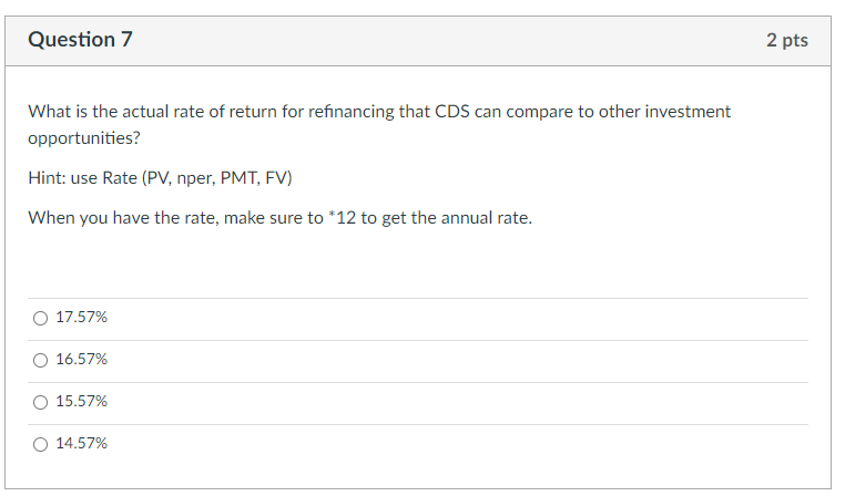 To start thinking about refinance, CDS needs to know | Chegg.com