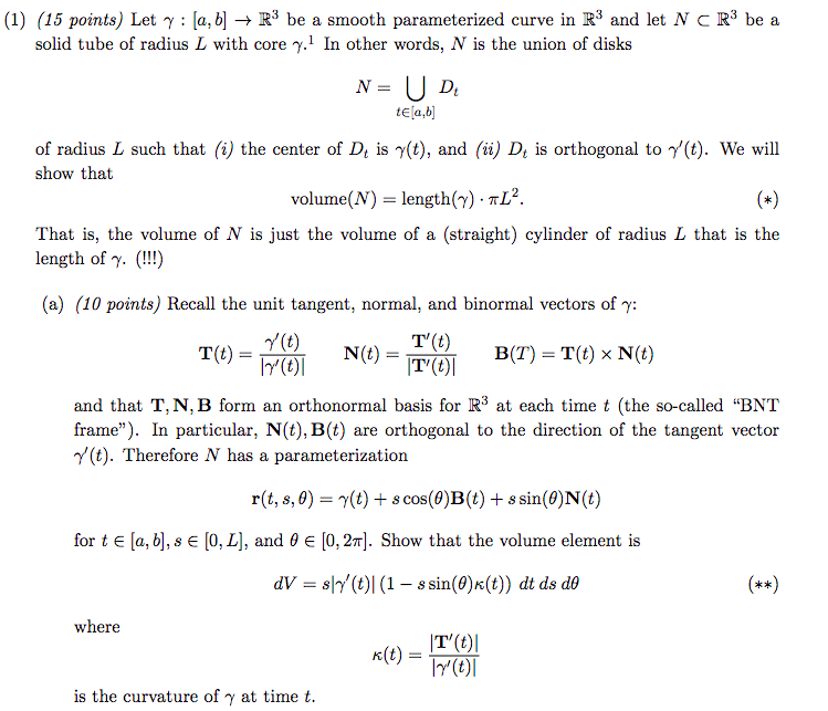 Solved (15 points) Let γ:[a,b]→R3 be a smooth parameterized | Chegg.com