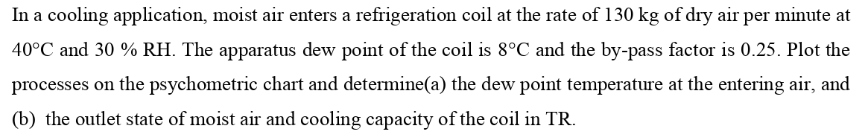 Solved In a cooling application, moist air enters a | Chegg.com