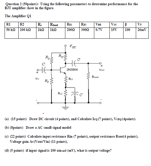 Solved Question 2 (50points): Using the following parameters | Chegg.com