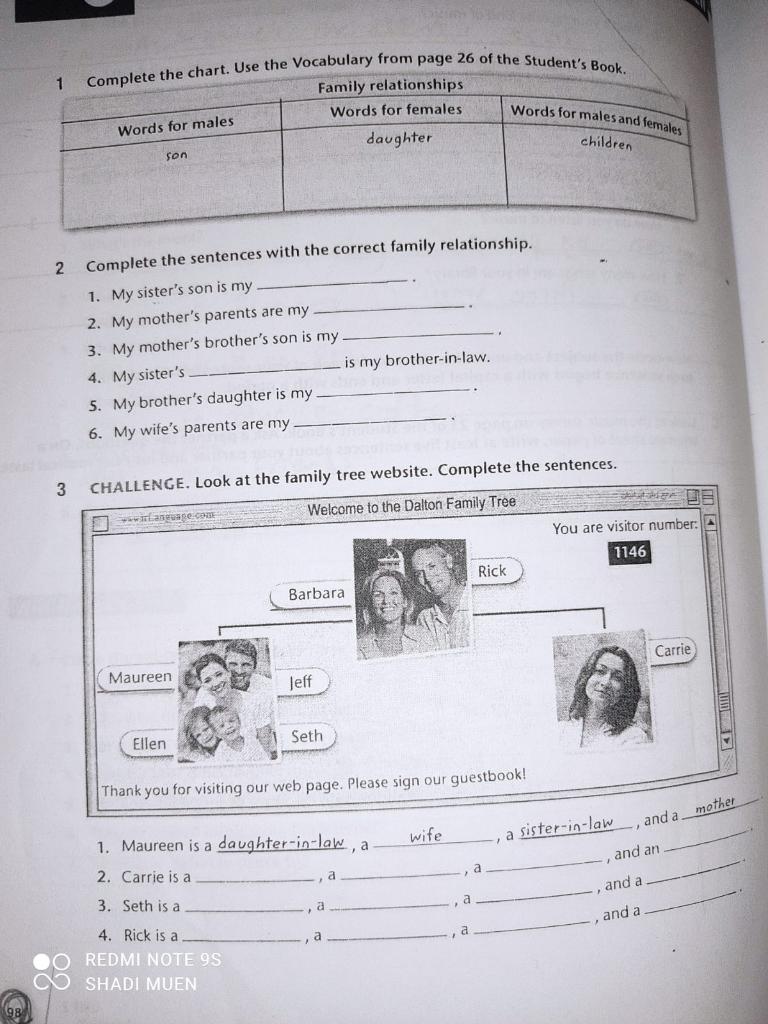 Solved 1 Complete the chart. Use the Vocabulary from page 26 | Chegg.com